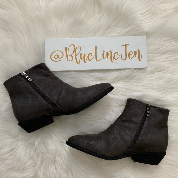 Antelope | Shoes | Antelope Grey Metallic Suede Booties Size 39 | Poshmark